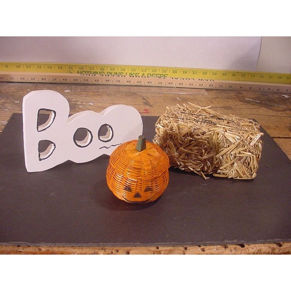 Unbranded | Holiday | Halloween Decorations Bale Of Straw Wood Boo Sign ...